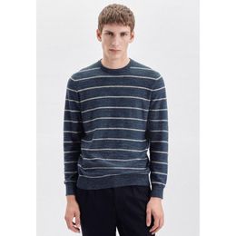 Seidensticker Strickpullover &raquo;Regular&laquo; Langarm Rundhals Streifen blau L L Passform: Regular
