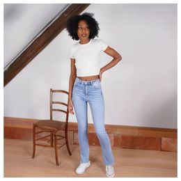 Ital-Design Skinny-fit-Jeans Damen Freizeit (86537198) Used-Look Stretch High Waist Jeans in Hellblau