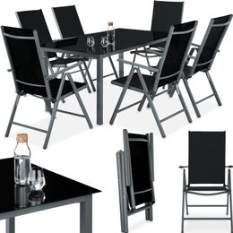 TecTake® Aluminium Sitzgruppe 6+1 - anthrazit