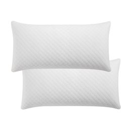 Juskys Kissen 40x80 cm f&uuml;r Bett - 2er Set Kopfkissen mit Memory-Foam F&uuml;llung - Wei&szlig;