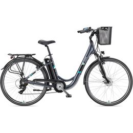 E-Bike Telefunken "Multitalent RC822" E-Bikes Gr. 48 cm, 28 Zoll (71,12 cm), grau (anthrazit) E-Bikes City Elektrofahrrad, Damen Herren, 28 Zoll, 36 V 374 Wh Akku, Pedelec