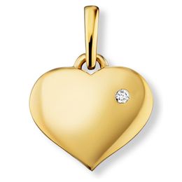 Ketten-Anhänger ONE ELEMENT "0.01 ct Diamant Brillant Herz Anhänger aus 585 Gelbgold" Schmuckanhänger Gr. 0.01 ct, Gelbgold 585-Diamanten, goldfarben (gold) Damen Gold Schmuck Herz