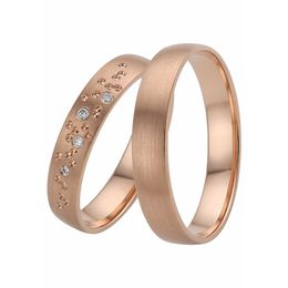 Trauring Firetti "Schmuck Geschenk Gold 375 Hochzeit Ehering "LIEBE" Sterne" Fingerringe Gr. 17, 0,03 ct SI = kleine Einschlüsse mit Brillanten, Roségold 375, 4 mm, rosegold (roségoldfarben) Made in Germany, wahlweise mit oder ohne Brillanten