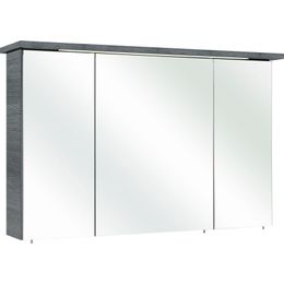 Spiegelschrank SAPHIR "Quickset 328 Badezimmer inkl. LED-Beleuchtung, 620LM" Schränke Gr. B/H/T: 115 cm x 72 cm x 20 cm, 3 St., grau (graphit struktur) Bad-Spiegelschränke 115 cm breit, Graphit Struktur quer Nachbildung, inkl. Türdämpfer