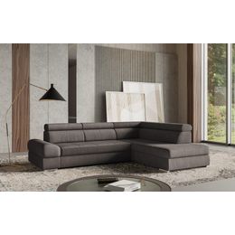 Sit & More Ecksofa SIT & MORE "Broadway L-Form", grau (fango), B:270cm H:79cm T:213cm, 100% Polyester, Sofas, Ecksofa, mit verstellbaren Kopfteilen, wahlweise mit Bettfunktion