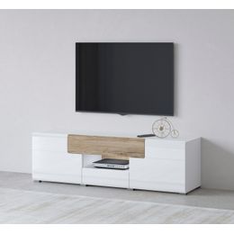 Lowboard Inosign "Toledo,Breite 159cm, trendige TV-Schrank mit dekorative Fräsungen" Sideboards weiß matt, hgl, san remo eiche Lowboards TV-Board ohne Beleuchtung, TV-Kommode mit viel Stauraum