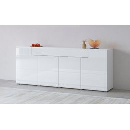 Sideboard Inosign "Toledo,Breite 208cm,moderne Kommode mit dekorative Fräsungen,grifflos" Sideboards weiß (weiß matt, hgl) Sideboards Kombikommode mit viel Stauraum, Einlegeböden verstellbar