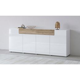 Sideboard Inosign "Toledo,Breite 208cm,moderne Kommode mit dekorative Fräsungen,grifflos" Sideboards weiß matt, hgl, san remo eiche Sideboards Kombikommode mit viel Stauraum, Einlegeböden verstellbar