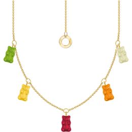 Kette mit Anhänger Thomas Sabo "THOMAS x HARIBO Schmuck: Goldbären bunt" Halsketten Gr. 45, Silber 925 (Sterlingsilber), bunt (gelbgoldfarben, grün, gelb, rot, orange, kristallweiß) Damen Ketten mit Anhänger Kristallglas