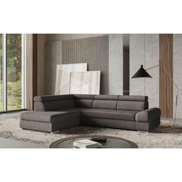 Sit & More Ecksofa SIT & MORE "Broadway L-Form", grau (fango), B:270cm H:79cm T:213cm, 100% Polyester, Sofas, Ecksofa, mit verstellbaren Kopfteilen, wahlweise mit Bettfunktion