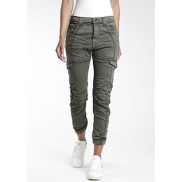 Cargohose Gang "94GISELLE" Gr. 32, N-Gr, grün (green thyme bijou (helloliv)) Damen Hosen 5-Pocket-Hose mit aufgesetzten Cargotaschen