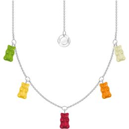 Kette mit Anhänger Thomas Sabo "THOMAS x HARIBO Schmuck: Goldbären bunt" Halsketten Gr. 45, Silber 925 (Sterlingsilber), bunt (silberfarben, grün, gelb, rot, orange, kristallweiß) Damen mit Kristallglas