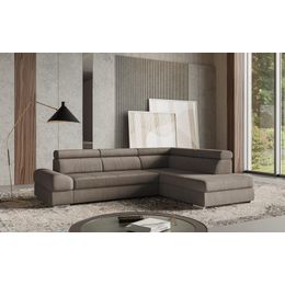 Sit & More Ecksofa SIT & MORE "Broadway L-Form", braun (schlamm), B:270cm H:79cm T:213cm, 100% Polyester, Sofas, Ecksofa, mit verstellbaren Kopfteilen, wahlweise mit Bettfunktion