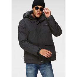 Funktionsjacke Polarino, Herren, Gr. 52, schwarz (schwarz (outdoorjacke aus nachhaltigem material)), Obermaterial: 100% Polyamid. Futter: 100% Polyester. Wattierung: 100% Polyester, sportlich, Jacken, Wassersäule 3000 mm, verschweißte Nähte