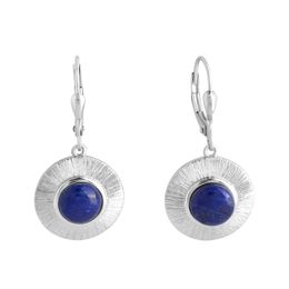 Paar Ohrhänger ZEEme "Silber 925 rhodiniert glanz/matt mit echtem Lapis 8mm" Ohrringe Gr. ONE-SIZE, 2,8 ct, Silber 925 (Sterlingsilber), weiß (weiß, blau) Damen Ohrhänger