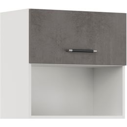 Klapphängeschrank IMPULS KÜCHEN ""Prag und Valencia", Breite/Höhe: 60/57,9 cm" Schränke Gr. B/H/T: 60 cm x 57,9 cm x 34,2 cm, grau (beton, optik schiefer dunkelgrau) Hängeschränke vormontiert, mit Soft-Close, Klapptür und offener Nische