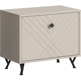 Sitzbank Inosign "Mento", beige (sandbeige, sandbeige), B:57cm H:50cm T:35cm, FSC-zertifizierter Holzwerkstoff, MDF, Sitzbänke, Bank mit Ornamentfräsung, Truhe, Flurbank, Garderobe, Flur, Diele