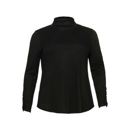 sheego Große Größen: Langarmshirt mit Rollkragen und Raffung am Ärmel, schwarz, Gr.52/54