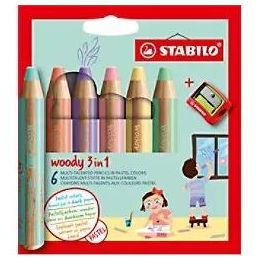 Stabilo woody 3 in 1 Pastell Buntstifte Farbig sortiert 8806-3 6 Stück