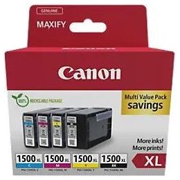 Canon PGI-1500XL Tintenpatrone 9182B010 Schwarz, Cyan, Magenta, Gelb Multipack 4 St&uuml;ck