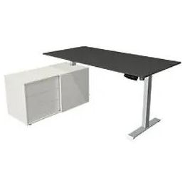 Kerkmann Move 1 Sitz-Stehschreibtisch Rechteckig Anthrazit T-Fuß 3 Schübe 1.650 (B) x 1.350 (T) x 1.230 (H) mm Melamin, Stahl