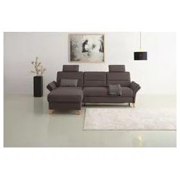 Ecksofa Home Affaire "Westerland L-Form" Sofas Gr. B/H/T: 252cm x 90cm x 162cm, Olympia EASY CLEAN, Recamiere links, ohne Bettfunktion, ohne Bettkasten, ohne Armlehnfunktion, braun (espresso) Federkern-Polsterung, wahlweise mit Bettfunktion, Bettkasten