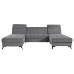 Wohnlandschaft Inosign "Cardiz U-Form" Sofas Gr. B/H/T: 296 cm x 83 cm x 173 cm, Webstoff, gleichschenklig, mit Bettfunktion-mit Bettkasten, grau inkl.Kopfteilverstellung und Federkern wahlweise mit Bettfunktion