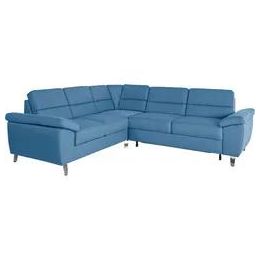 Sit & More Ecksofa SIT & MORE "Sorano L-Form" Sofas Gr. B/H/T: 249cm x 88cm x 229cm, Flachgewebe, langer Schenkel rechts, mit Bettfunktion-mit Bettkasten, blau (pacific) wahlweise mit Bett- und Relaxfunktion, inkl. Bettkasten