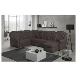 Wohnlandschaft Home Affaire "Boston U-Form" Sofas Gr. B/H/T: 333 cm x 102 cm x 216 cm, Kunstleder SOFTLUX, langer Schenkel links-Recamiere rechts, Ohne Bettfunktion-ohne Schubkasten, braun (mud) Gemütliche Wohnlandschaft mit hoher Rückenlehne in klassischem Design