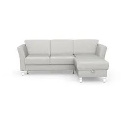 Sit & More Ecksofa SIT & MORE "Visby L-Form" Sofas Gr. B/H/T: 248 cm x 87 cm x 162 cm, Soft clean, Recamiere rechts, mit Bettfunktion-mit Bettkasten, grau (hellgrau) wahlweise mit Bettfunktion und Bettkasten, frei im Raum stellbar