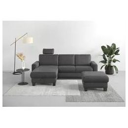 Ecksofa Home Affaire "Summer L-Form" Sofas Gr. B/H/T: 249 cm x 91 cm x 164 cm, Breitcord, Recamiere links, mit Bettfunktion-mit Bettkasten-mit Federkern, grau mit Recamiere, oder ohne Bettfunktion und Bettkasten, Cord-Bezug