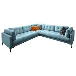 Wohnlandschaft TRENDS BY HG "Landau U-Form" Sofas Gr. B/H/T: 265cm x 75cm x 265cm, Cord, gleichschenklig, blau (mittelblau) in Cord-Stoff mit Metallfuß