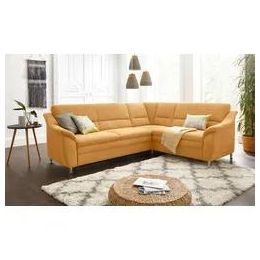 Sit & More Ecksofa SIT & MORE "Cardoso L-Form" Sofas Gr. B/H/T: 249cm x 90cm x 209cm, Luxus-Microfaser, langer Schenkel links, keine Funktion, gelb (senf) mit Federkern, wahlweise Bettfunktion und Schubkasten