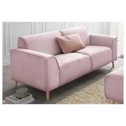 2,5-Sitzer Andas "Janek" Sofas Gr. B/H/T: 193cm x 81cm x 90cm, Struktur weich, ohne Funktion, rosa (flamingo) mit Federkern und Keder in scandinavischem Design