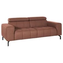 2-Sitzer DOMO collection "Cunelli" Sofas Gr. B/H/T: 208cm x 79cm x 104cm, Struktur grob, Mit Kopfteilverstellung, rot (lachs) wahlweise inklusive 6-fach verstellbarer Kopfteilverstellung