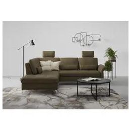 Ecksofa Inosign "Palm Beach L-Form", grün (olive), B:259cm H:89cm T:224cm, 100%Polyester, Sofas, Federkern, mit Sitztiefenverstellung, wahlweise mit Bettfunktion