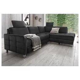 Sit & More Ecksofa SIT & MORE "Pablo L-Form", schwarz, B:233cm H:78cm T:196cm, Struktur fein (100% Polyester), Struktur (100% Polyester), Sofas, wahlweise mit Bettfunktion