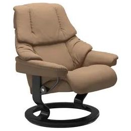 Relaxsessel stressless "Reno" Sessel Gr. Microfaser DINAMICA, Classic Base Schwarz-M, Relaxfunktion-Drehfunktion-PlusTMSystem-Gleitsystem, B/H/T: 79cm x 98cm x 75cm, braun (sand dinamica) mit Classic Base, Größe S, M & L, Gestell Schwarz