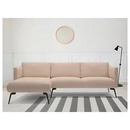 Ecksofa Andas "Horna, L-Form" Sofas Gr. B/H/T: 241cm x 84cm x 146cm, Bouclé, Recamiere links, grau (taupe) mit schwarzen Metallbeinen