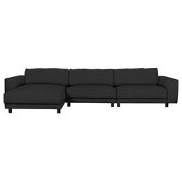 Ecksofa furninova "Samba schön bequem und hochwertig verarbeitet" Sofas Gr. B/H/T: 353 cm x 74 cm x 163 cm, Struktur, Recamiere links, ohne Bettfunktion, blau (night) mit toller Kedernaht, im skandinavischen Design, L-Form