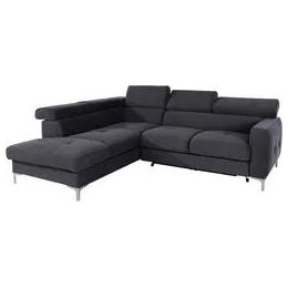 Ecksofa COTTA "Sammy L-Form" Sofas Gr. B/H/T: 242cm x 74cm x 207cm, Chenille, Ottomane links, mit Bettfunktion-mit Bettkasten-mit Kopfteilverstellung, schwarz inklusive Kopfteilverstellung, wahlweise mit Bettfunktion