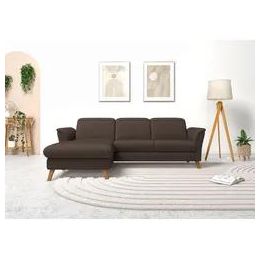 Sit & More Ecksofa SIT & MORE "Romero L-Form" Sofas Gr. B/H/T: 245cm x 91cm x 178cm, Luxus-Microfaser ALTARA NUBUCK, Recamiere links, mit Federkern-ohne Kopfteilverstellung-ohne Bettfunktion-ohne Bettkasten-ohne motorische Relaxfunktion, braun (dunkelbraun) wahlweise mit oder ohne Relax-Funktion, Bettfunktion, Bettkasten