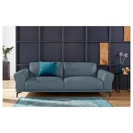 2,5-Sitzer W.Schillig "montanaa" Sofas Gr. B/H/T: 232cm x 78cm x 94cm, Longlife Xtra-Leder Z69, blau (blau z69) mit Metallfüßen in Schwarz pulverbeschichtet, Breite 232 cm