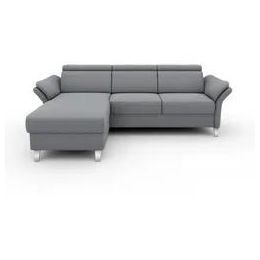 Sit & More Ecksofa SIT & MORE "Vincenzo L-Form" Sofas Gr. B/H/T: 252cm x 84cm x 165cm, Struktur, Recamiere links, mit Kopfteilverstellung-mit Bettfunktion, grau (hellgrau) inklusive Kopfteilverstellung, wahlweise mit Bettfunktion, Bettkasten