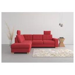 Sit & More Ecksofa SIT & MORE "Quincy L-Form" Sofas Gr. B/H/T: 249cm x 82cm x 213cm, Luxus-Microfaser, Ottomane links, ohne Bettfunktion, rot wahlweise mit Bettfunktion und Bettkasten