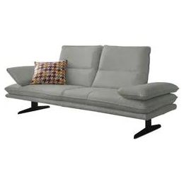 2,5-Sitzer W.Schillig "broadway" Sofas Gr. B/H/T: 236cm x 94cm x 96cm, Stoff S37, Longchair links, mit Sitztiefenverstellung-ohne Kopfteilverstellung-ohne Seitenteilverstellung, grau (grau s37) Sitztiefenverstellung, Kopfteil- & Seitenteilverstellung, Breite 216cm