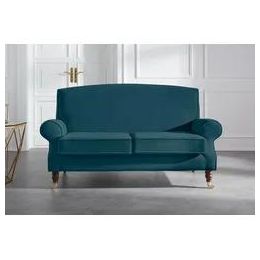 Guido Maria Kretschmer Home & Living 2-Sitzer GUIDO MARIA KRETSCHMER HOME & LIVING "Rennes" Sofas Gr. B/H/T: 160cm x 90cm x 93cm, Samtoptik, blau (petrol) in Samtoptik oder Baumwoll-Mix