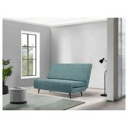 Schlafsofa Andas "Linnea in Cord und Feinstruktur" Sofas Gr. B/H/T: 140cm x 87cm x 89cm, Webstoff fein, blau (petrol) Daybed mit aufklappbarer Liegefläche