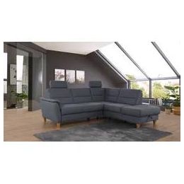 Ecksofa Home Affaire "Palmera L-Form" Sofas Gr. B/H/T: 236 cm x 89 cm x 212 cm, Struktur weich, Ottomane rechts, mit Bettfunktion-ohne Bettkasten, grau (anthrazit) Federkern, wahlweise mit Bettfunktion und mitohne Stauraum