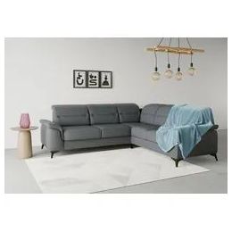 Sit & More Ecksofa SIT & MORE "Sinatra L-Form" Sofas Gr. B/H/T: 251cm x 85cm x 231cm, Struktur weich, langer Schenkel rechts, Ohne Kopfteilverstellung-Ohne Armteilfunktion-Ohne Bettfunktion-Ohne Schubkasten, grau (dunkelgrau) optinal mit Kopfteilverstellung und Armteilfunktion, Metallfüße